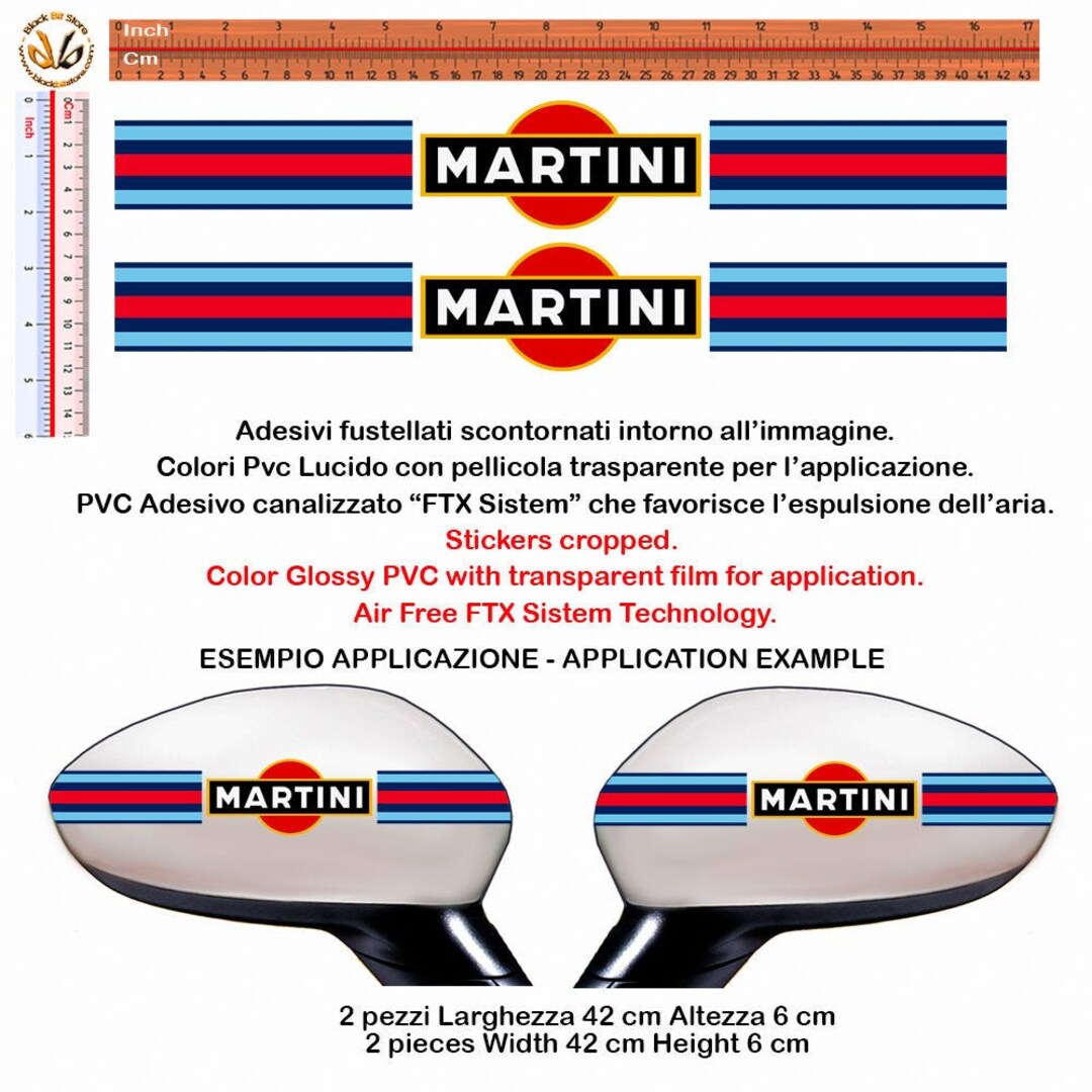 Stickers Mirrors Band Martini Print on Pvc Prespaced Motorcycle Car ...