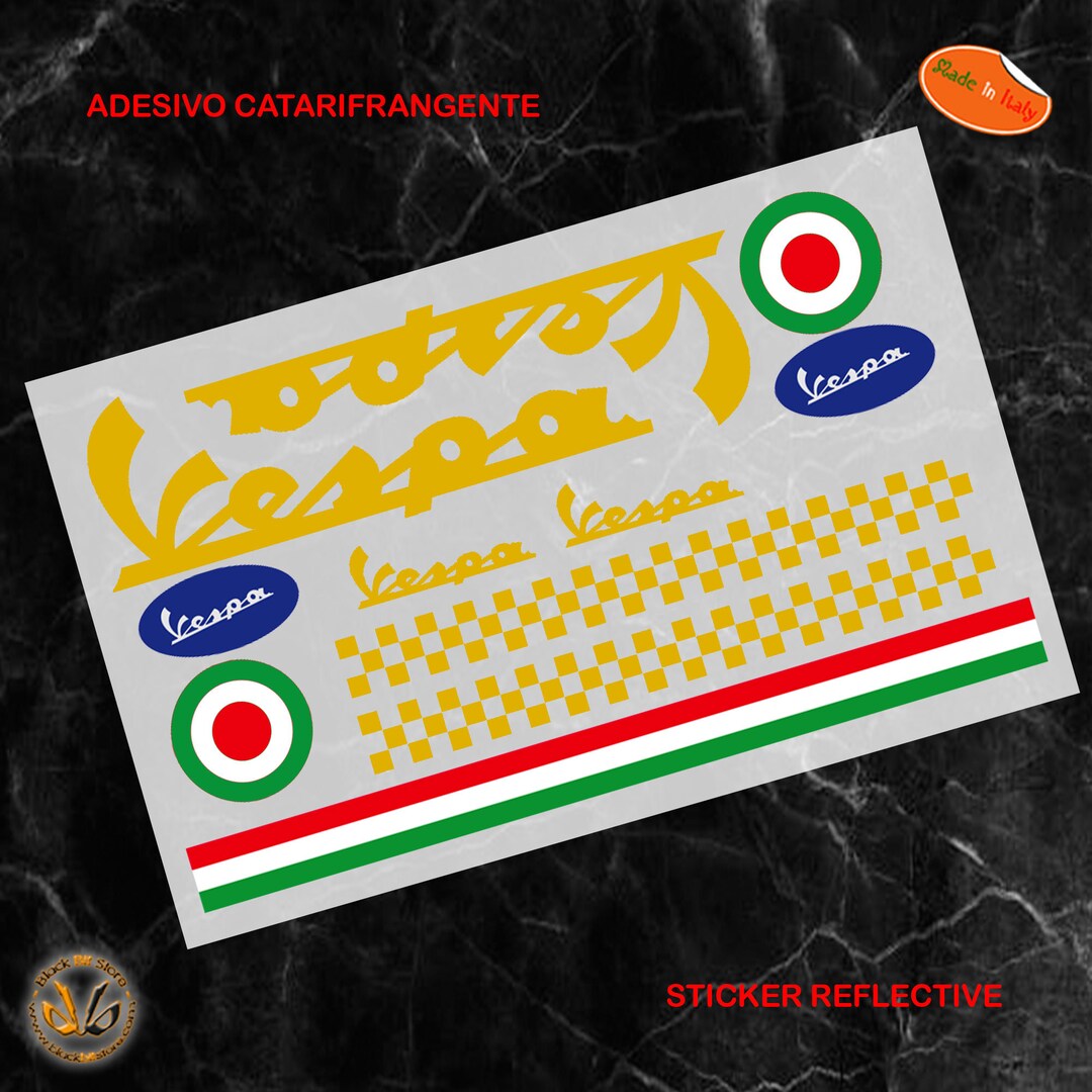 Reflective Helmet Stickers Cropped Vespa Gold Ita Green Italian Flag ...