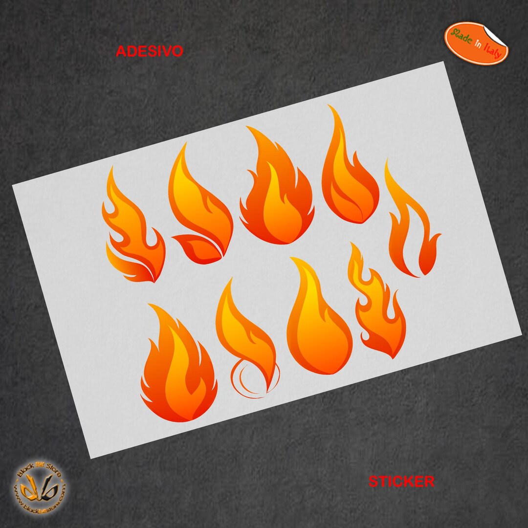 Flames Stickers Pvc Print Sticker Fire Flames Car Motorcycle Helmet ...