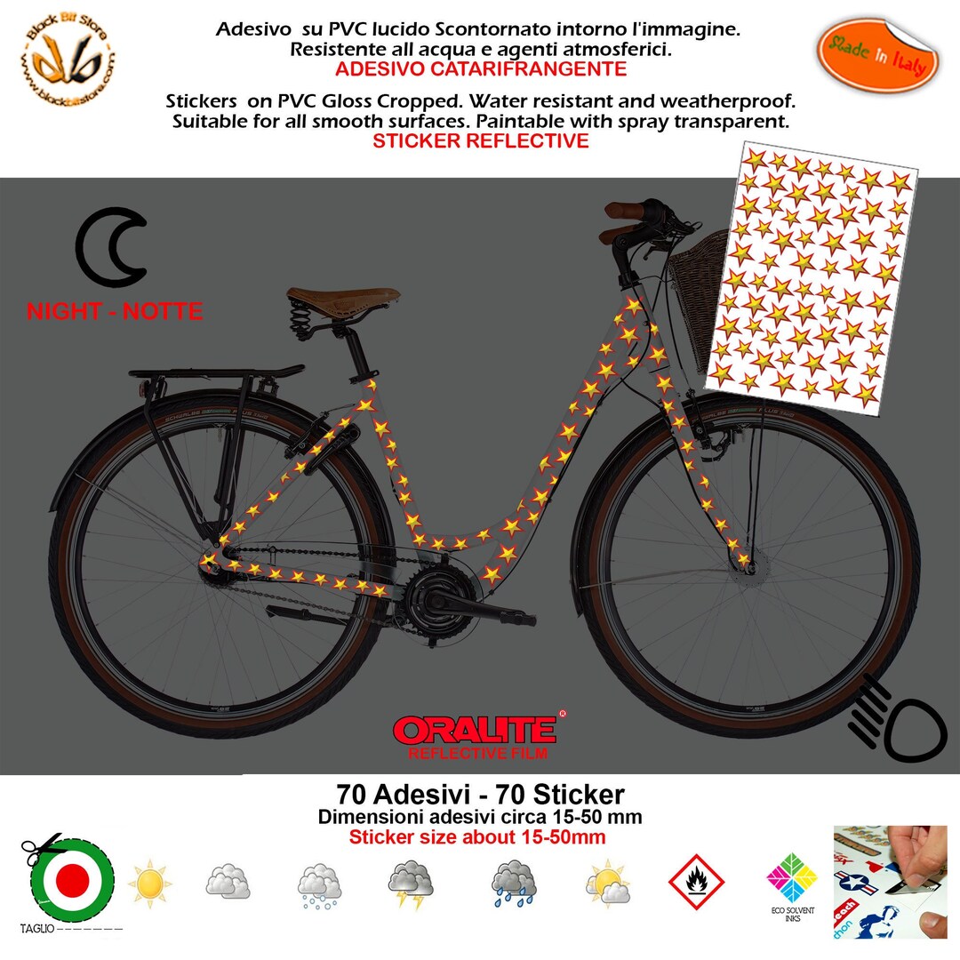 Sticker Bike MTB Reflective Stickers Stars Red Yellow Bicycle Stars ...