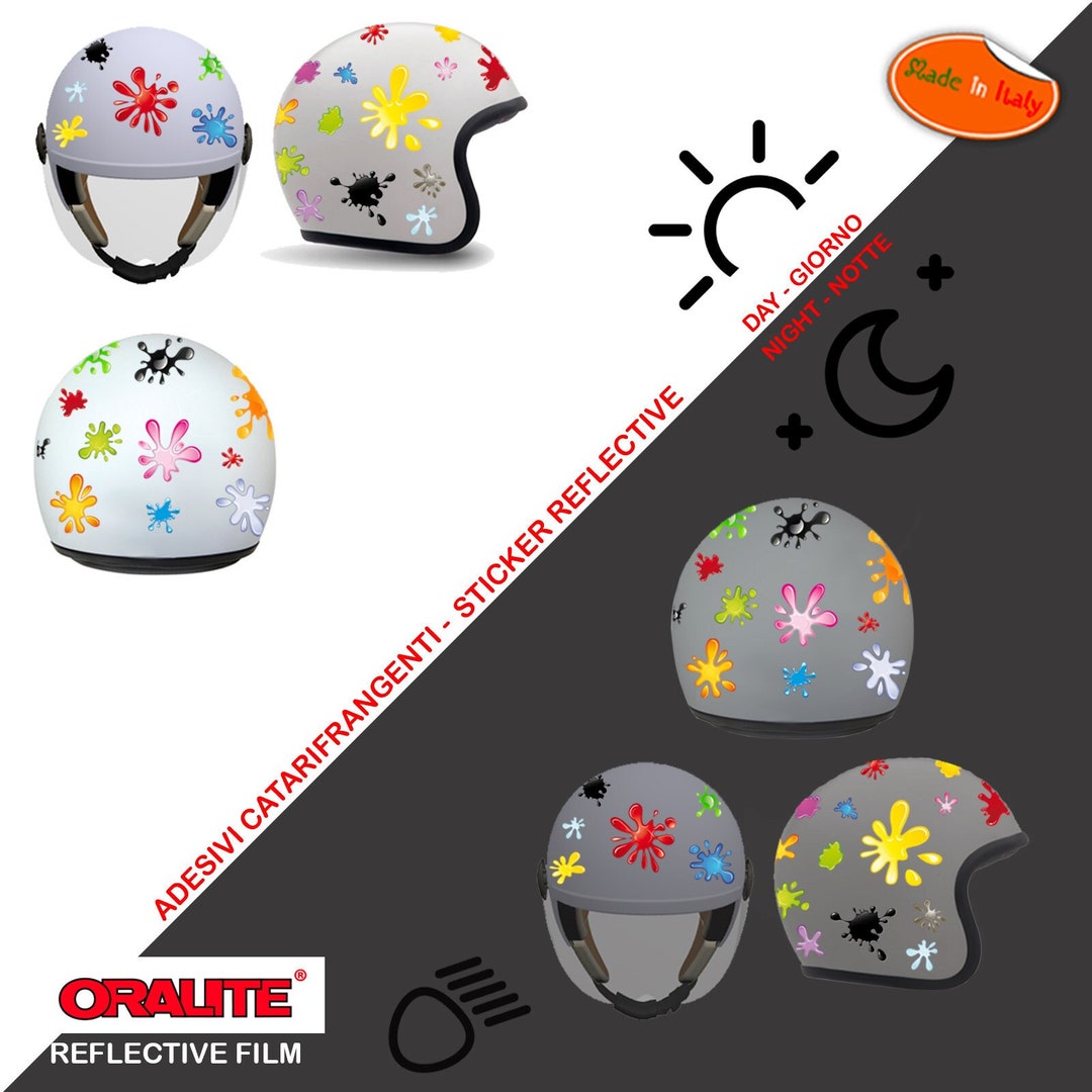 Reflective Helmet Stickers Multicolor Stains Contoured Around - Etsy