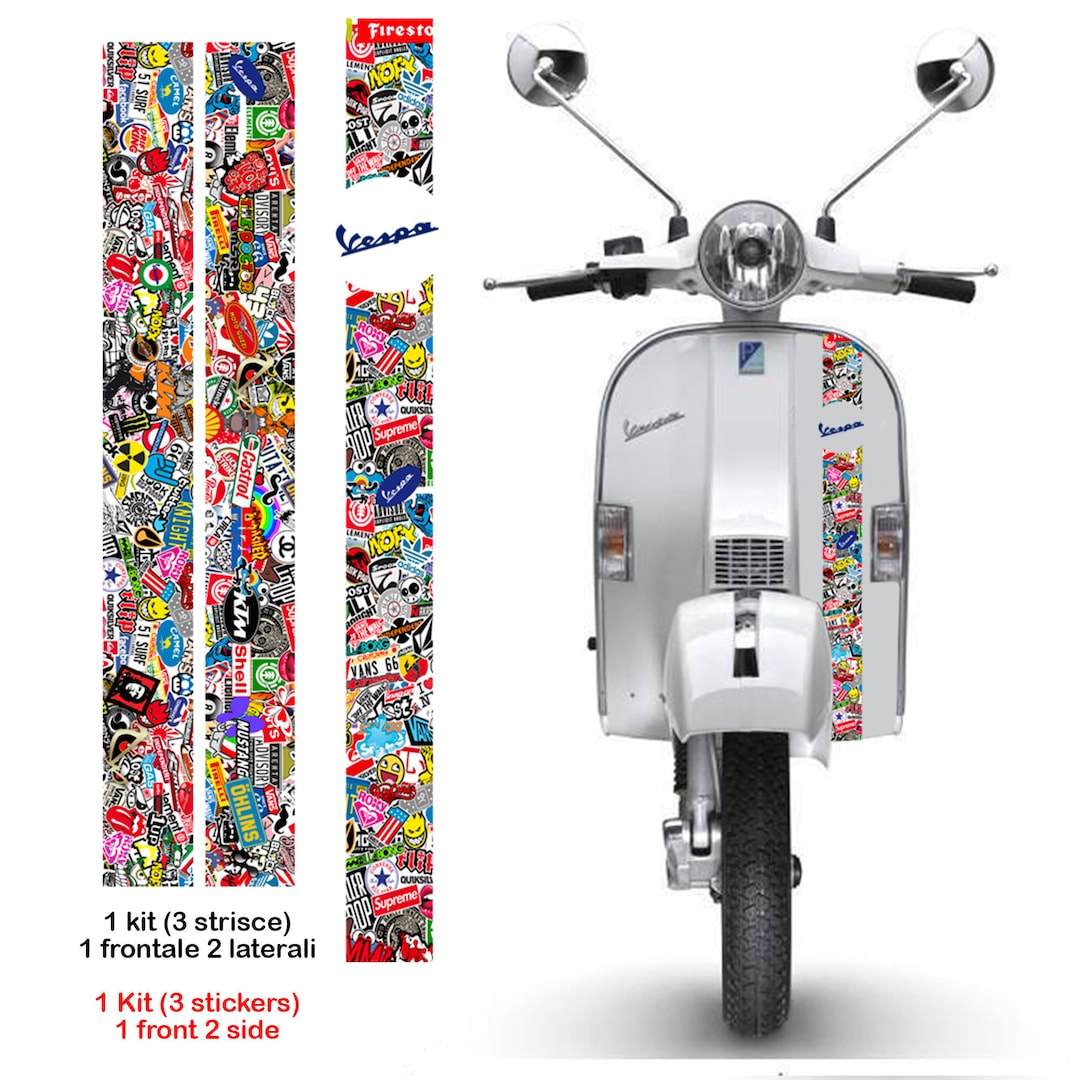 Vespa Strip Sticker With Vespa Sticker Bomb Sponsor Cropped Print Pvc 1 ...
