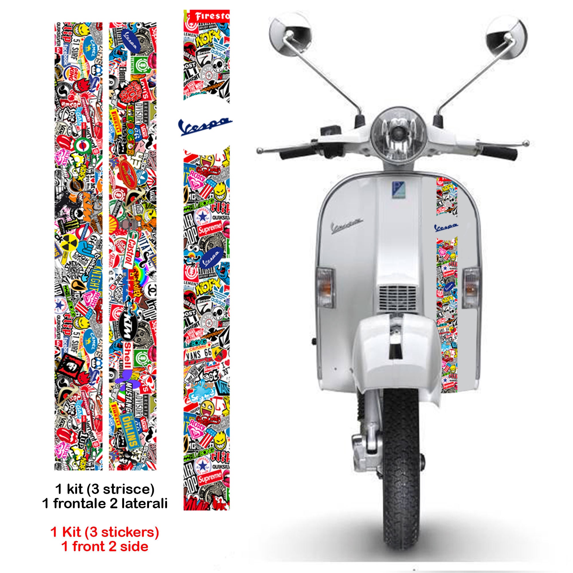 Vespa Strip Sticker With Vespa Sticker Bomb Sponsor Cropped - Etsy