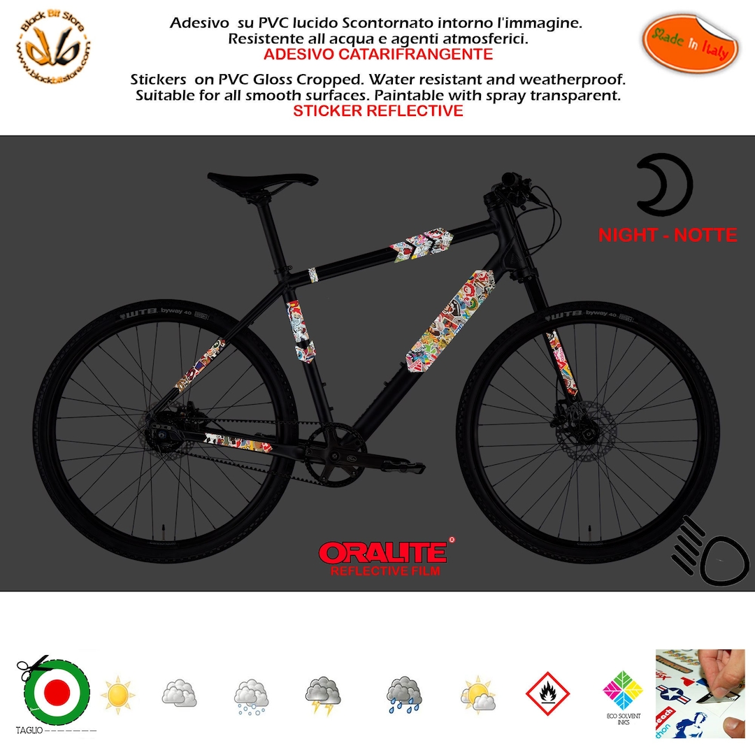 Sticker Reflective Bike MTB Cartoon Stickers Bicycle Reflective Sticker ...