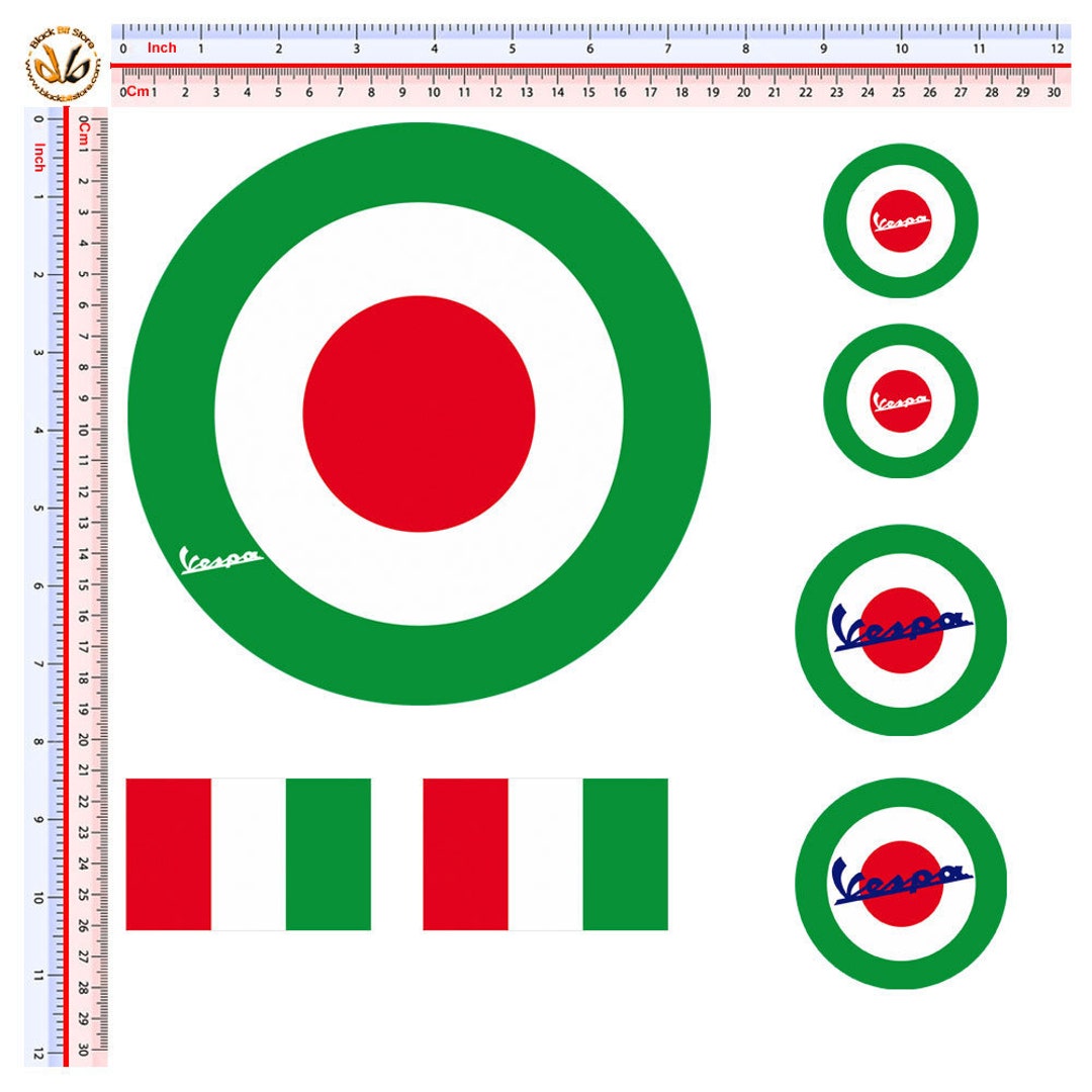 Vespa Stickers Italian Flag Tricolour Sticker Italy Flag Pvc Cropped ...