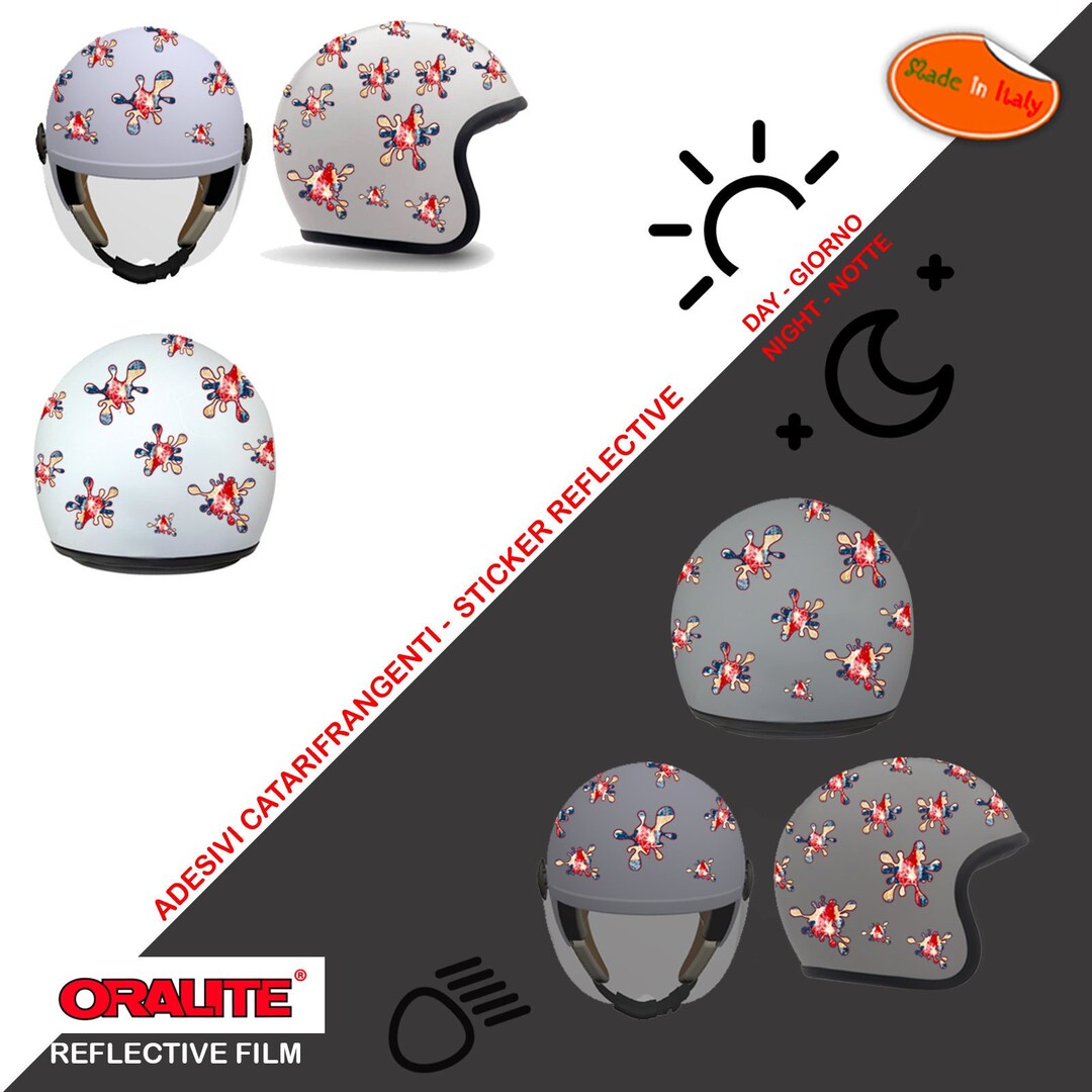 Reflective Helmet Stickers White Spots Blue Red Red Blue White Che ...
