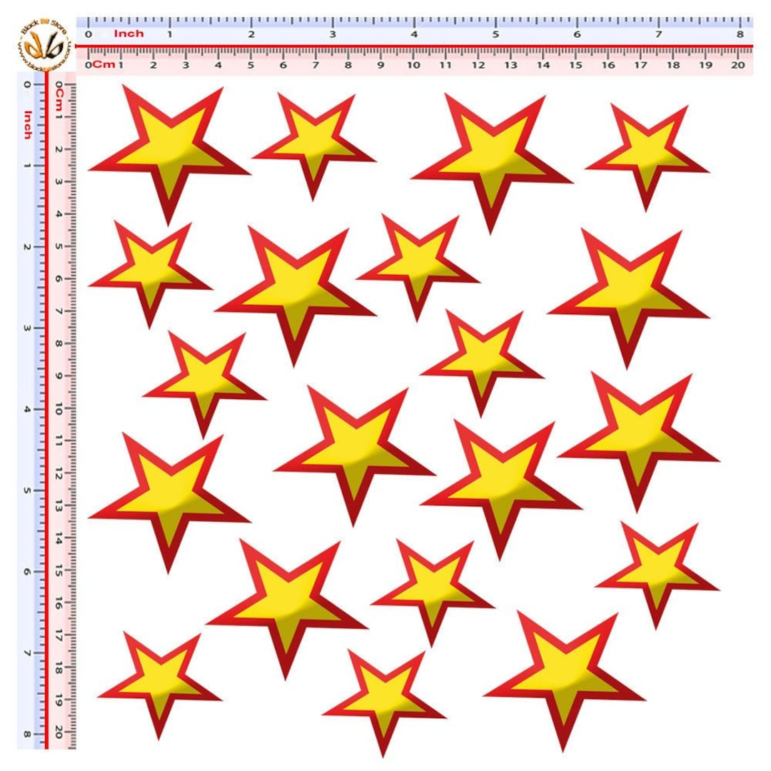 Yellow Red Stars Stickers Sticker Helmet Stars Yellow Red Print Pvc 20 ...