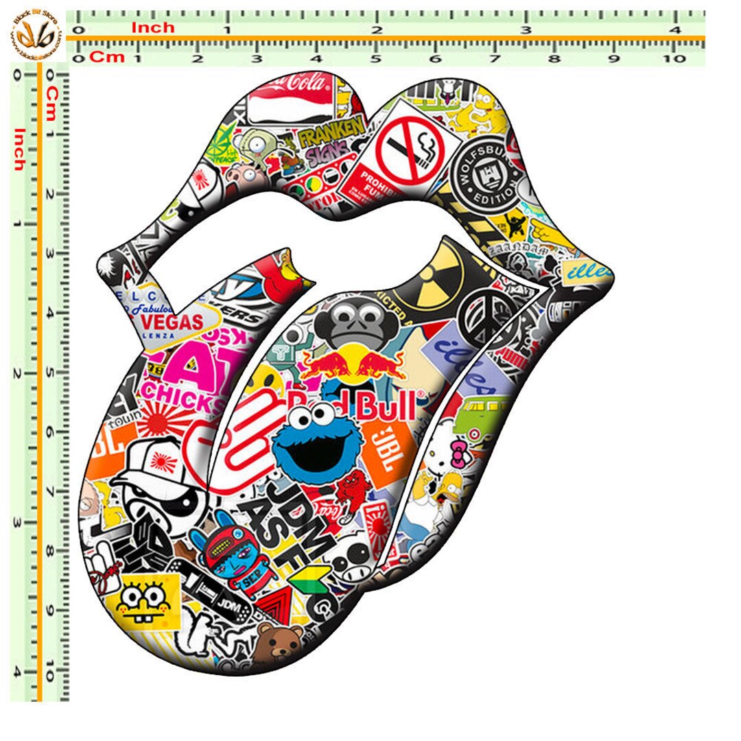 Sticker Sticker Bomb Lips Tongue Printed on Pvc Discounted Amount 1 ...