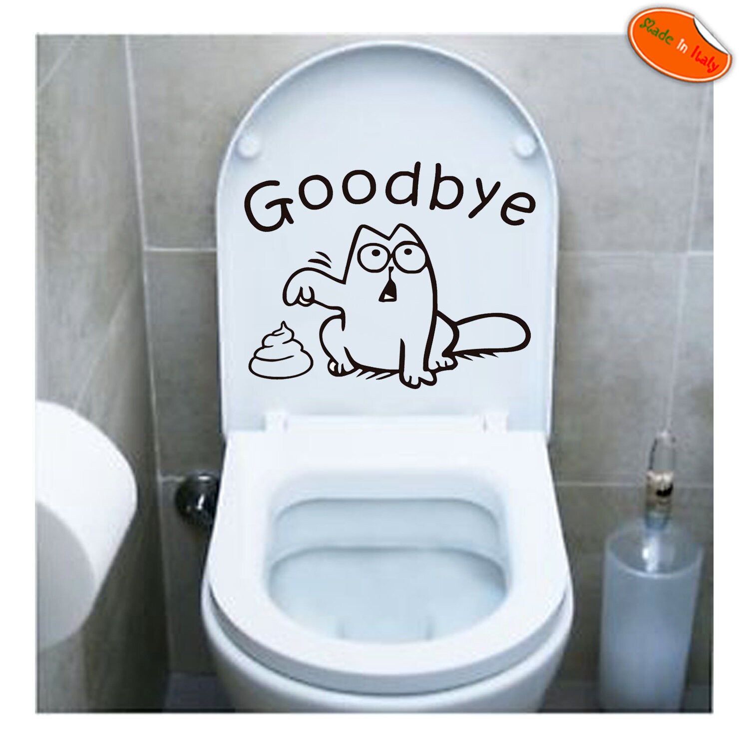 Adhesive Cover Water Cat Goodbye Popo Tablet Wc Pvc Discounted Cat ...