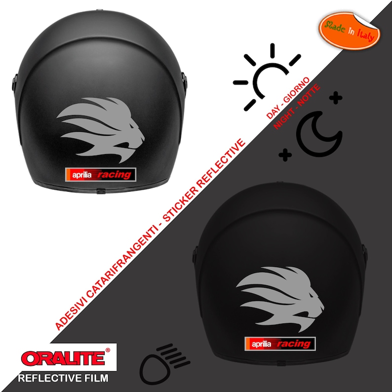 Reflective Helmet Stickers Lion Aprilia Gold Silver Lion Aprilia Silver ...