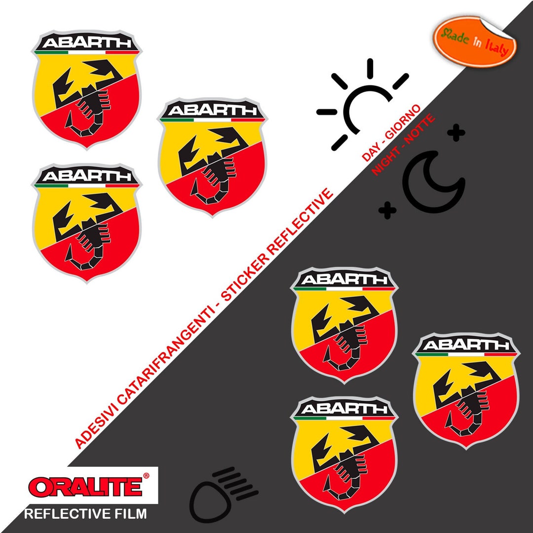 Reflective Reflective Stickers Contoured Abarth Shield Italy Flag ...