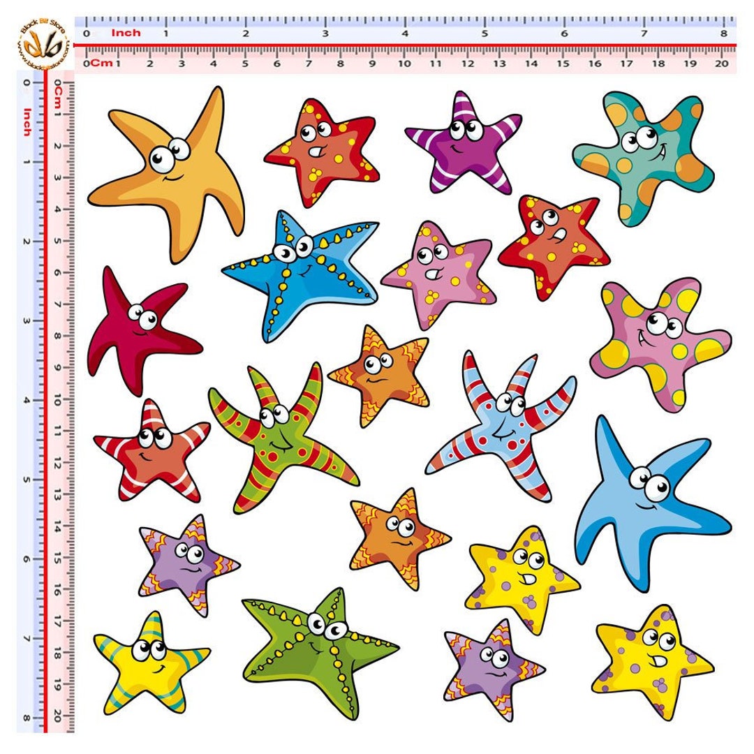 Starfish Stickers Cut Out Around the Image Sticker Starfish Helmet Auto ...
