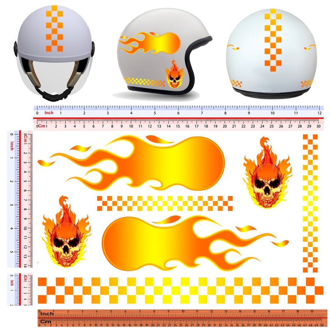Flames Skull Stickers Pvc Helmet Discounted Around the Image Skull ...