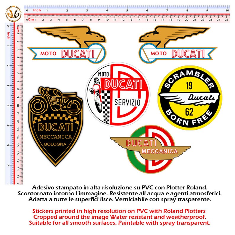 Stickers Stickers Vintage Ducati Meccanica Moto Scrambler Service Decal ...