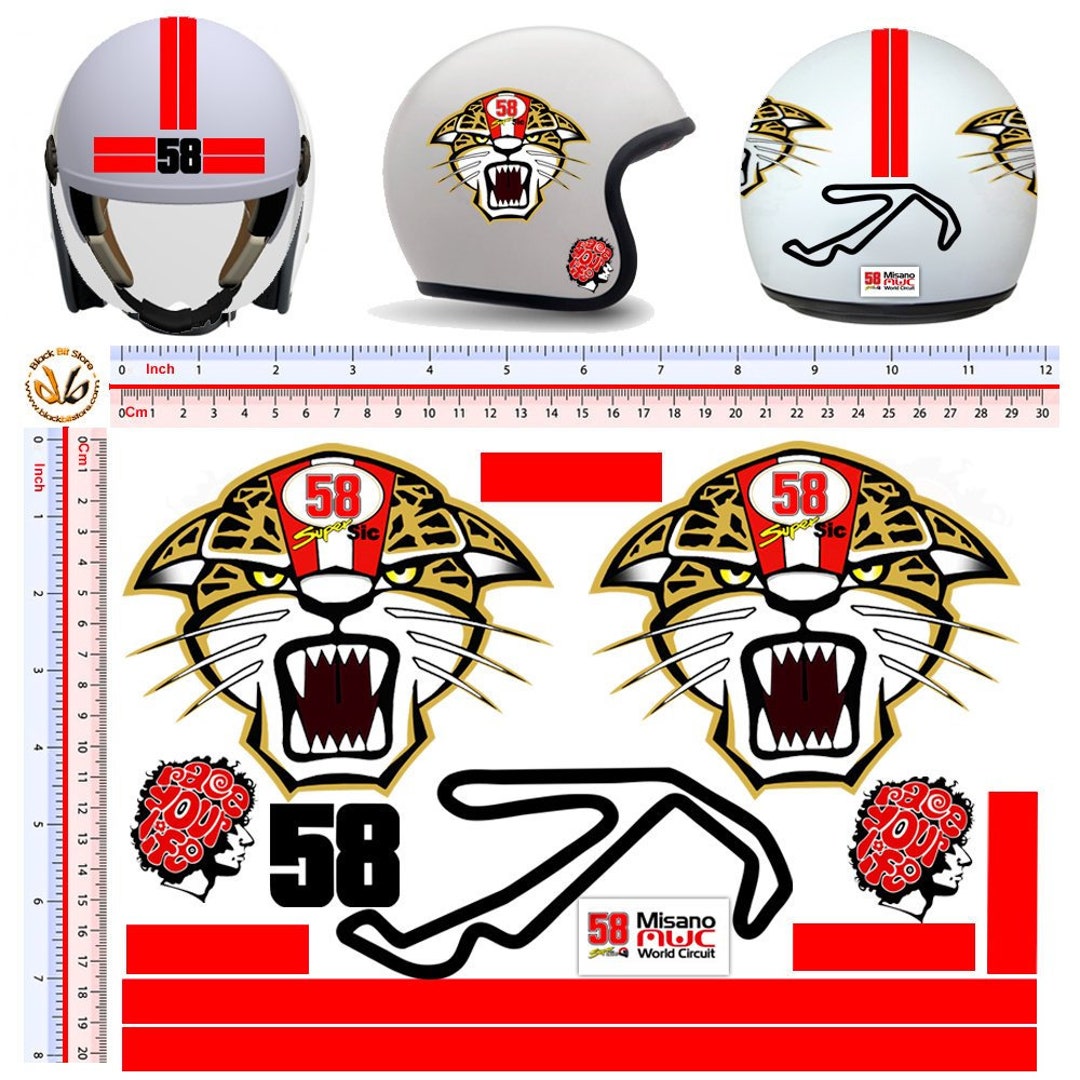 Stickers Helmet Marco Simoncelli Tigre 58 Race Your Life Moto Sticker ...
