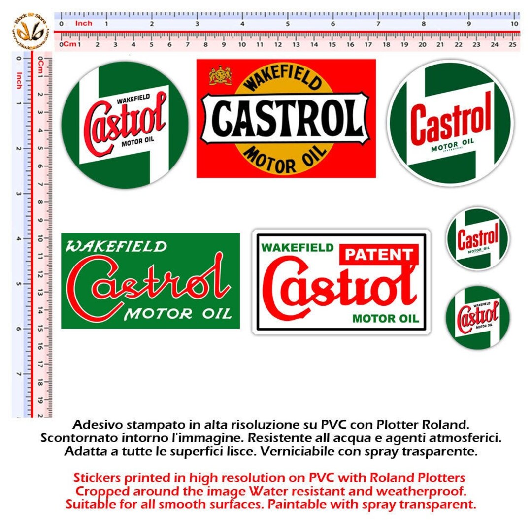 Vintage Contoured Stickers Castrol Sticker Motor Oil Print Pvc Cropped ...