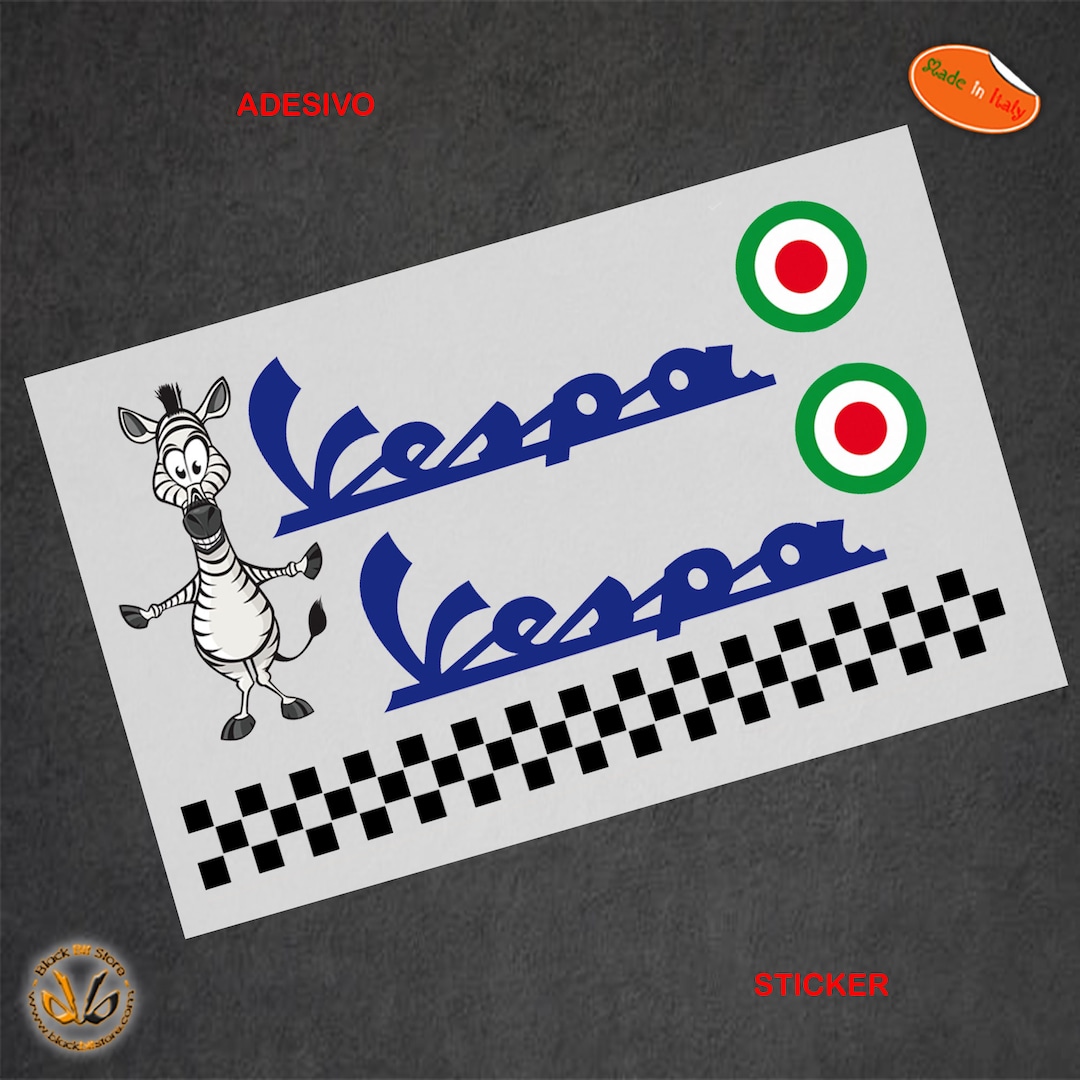 Vespa Flag Italy Zebra Helmet Stickers Cropped Around the Image Italian ...