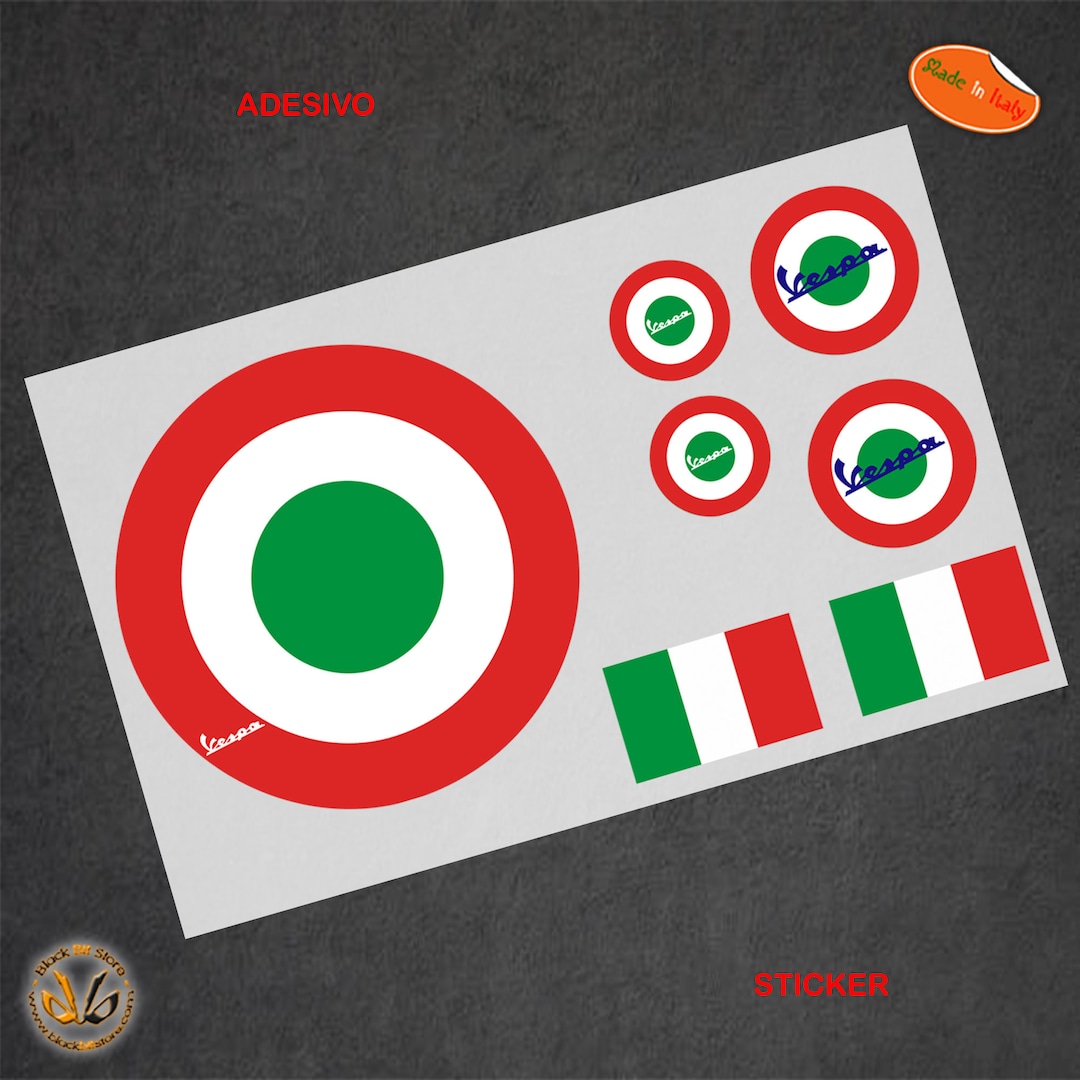 Stickers Flag Italy Tricolour Round Vespa Sticker Italy Flag Scooter ...