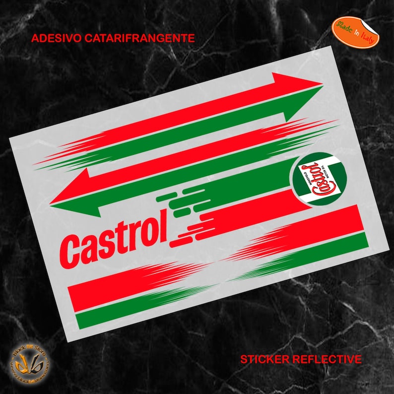 Castrol Reflective Helmet Stickers Pvc Cropped Around the Image Sticker ...