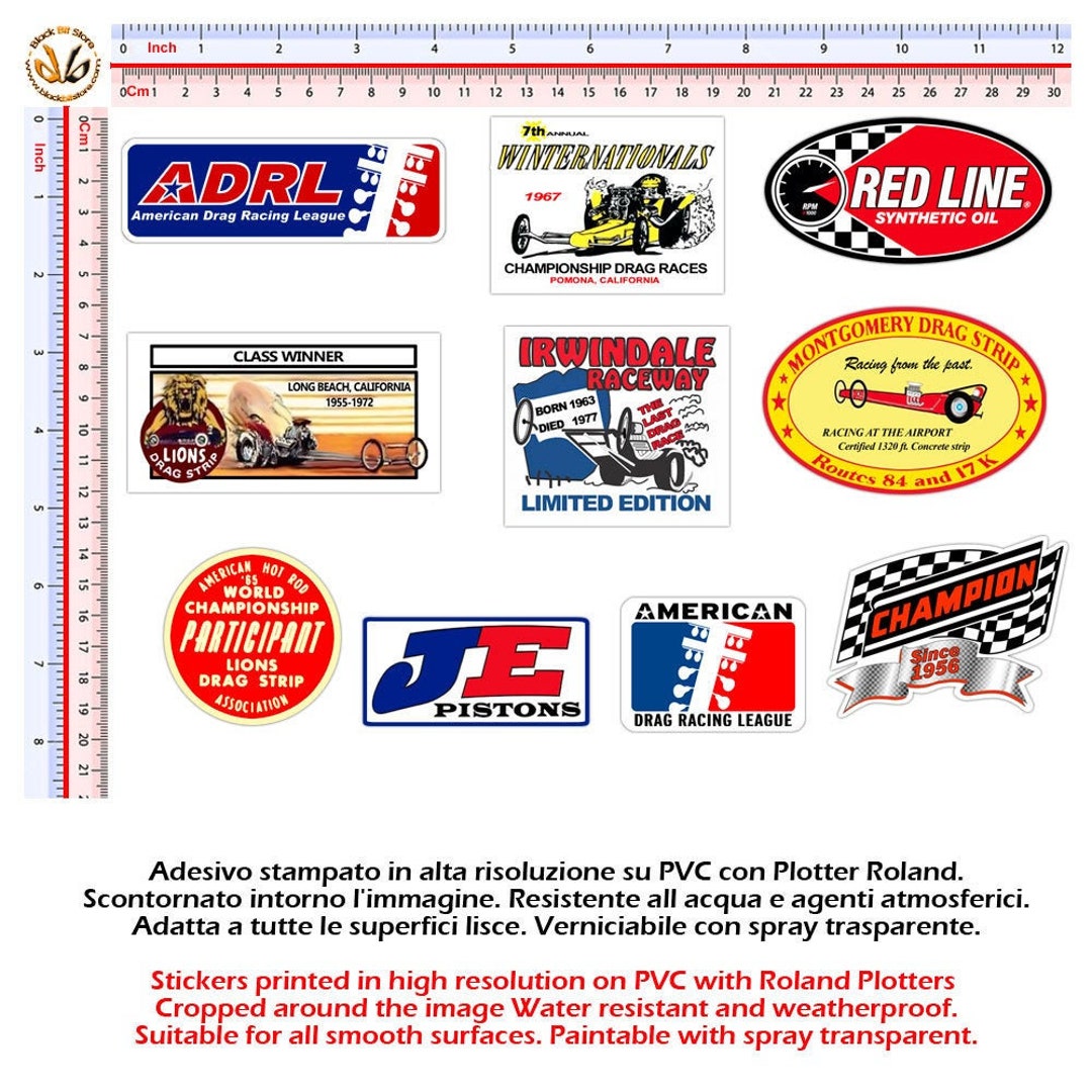 Stickers Vintage Sticker Drag Racing Decal ADRL JE Pistons Lions Drag ...