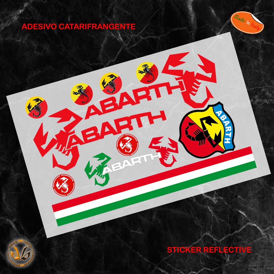 Abarth Stickers Helmet Reflective Stripe Italy Vintage Pvc Cutout ...