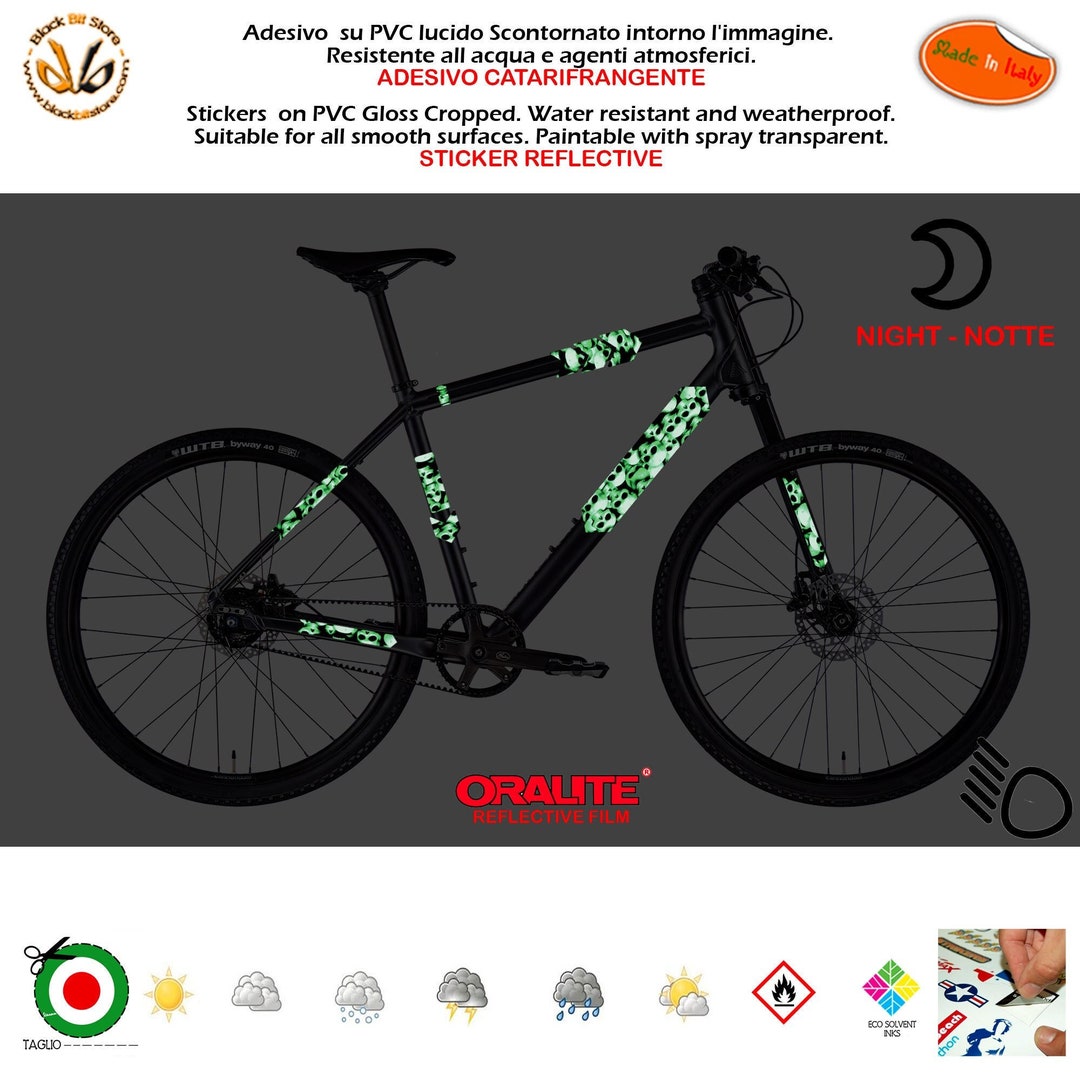 Sticker Reflective Bike MTB Skull Green Bicycle Stickers Reflective ...