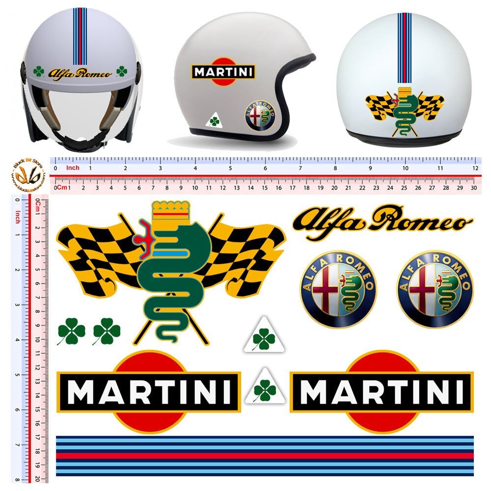 Martini racing reflective stickers pvc helmet contoured around the ...