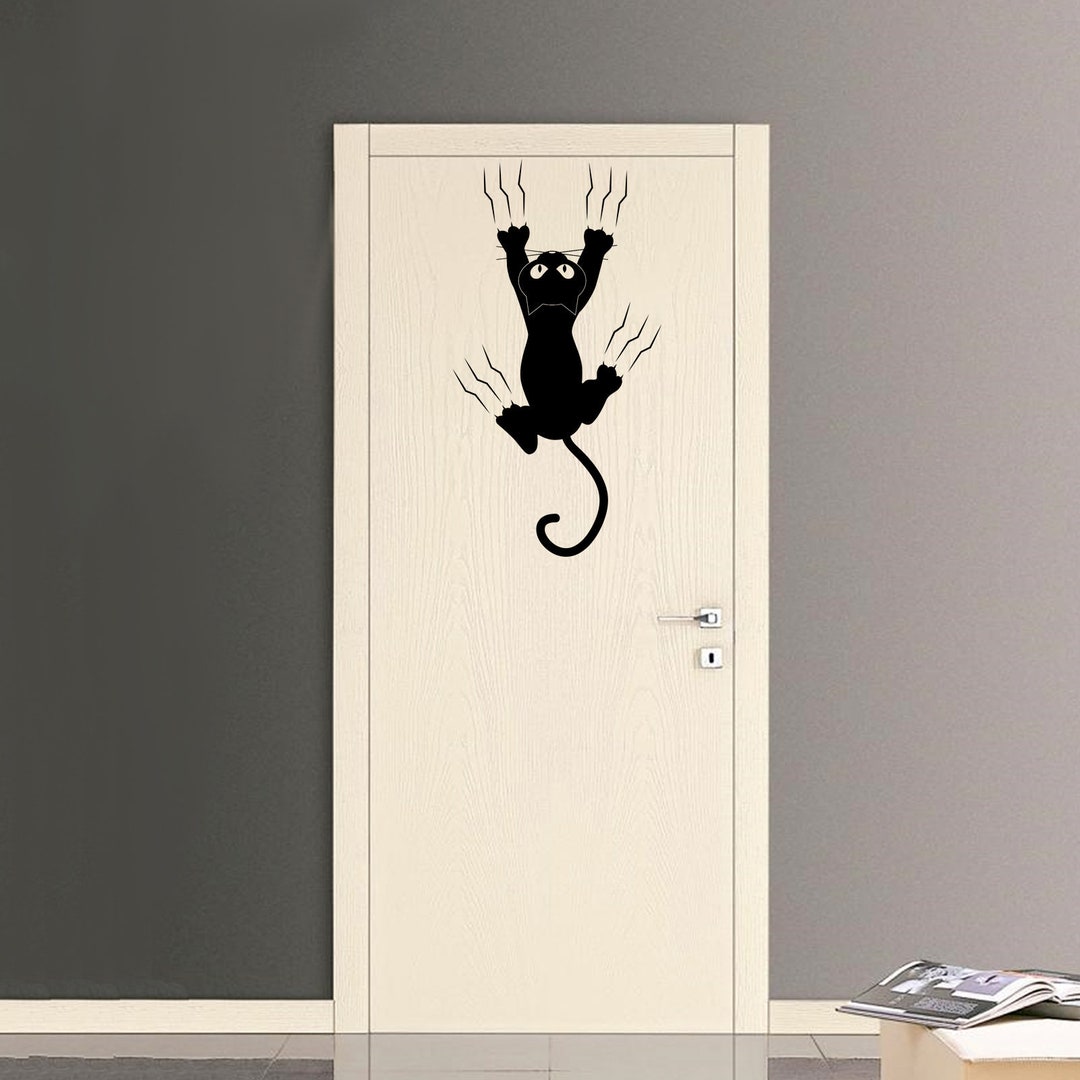 Black Cat Mural Stickers Hanging Print PVC Wall Sticker Cat Hanging ...