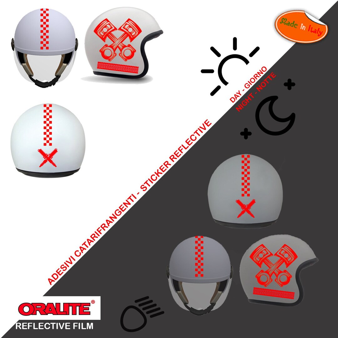 Reflective Helmet Stickers Red Pistons Red Sticker Helmet Print Pvc ...
