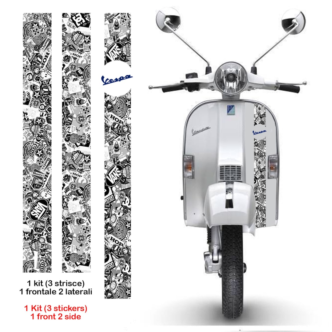 Vespa Sticker Strip Sticker Bomb White Black With Vespa Writing 1 3 ...