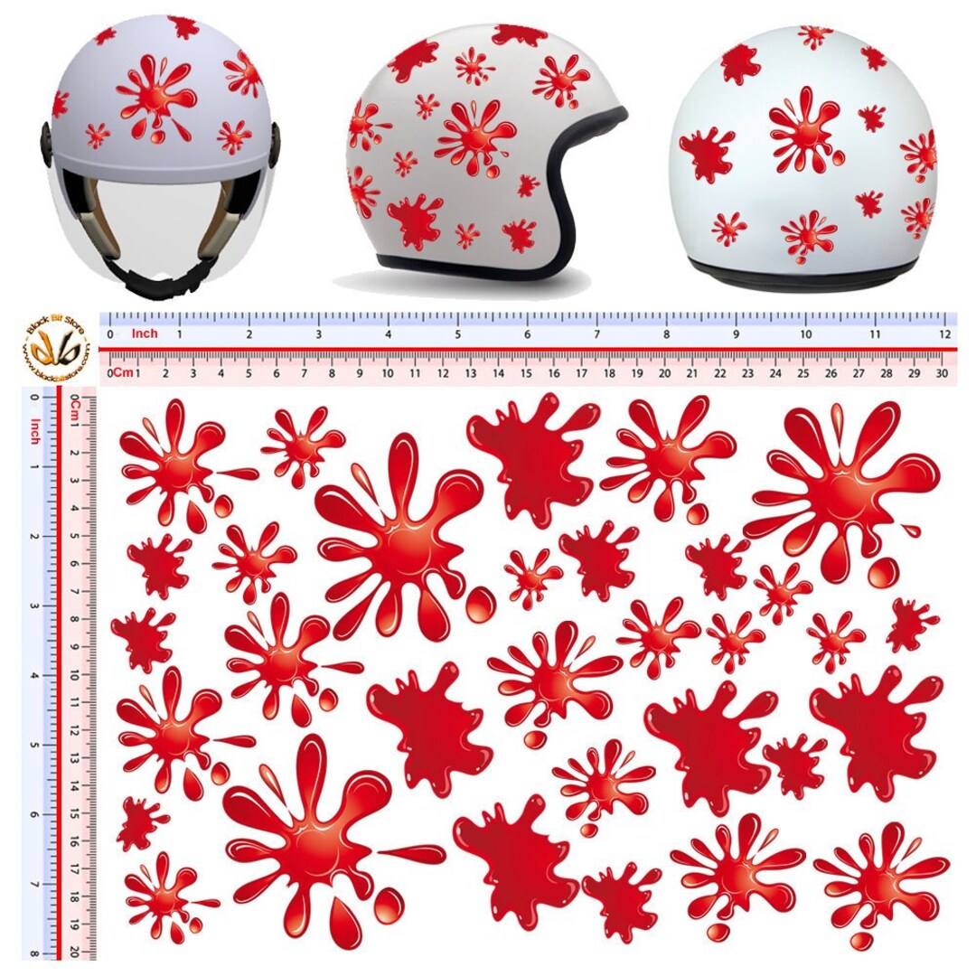 Rote Flecken PVC-Helm Aufkleber um das Bild stains red sticker helmet ...