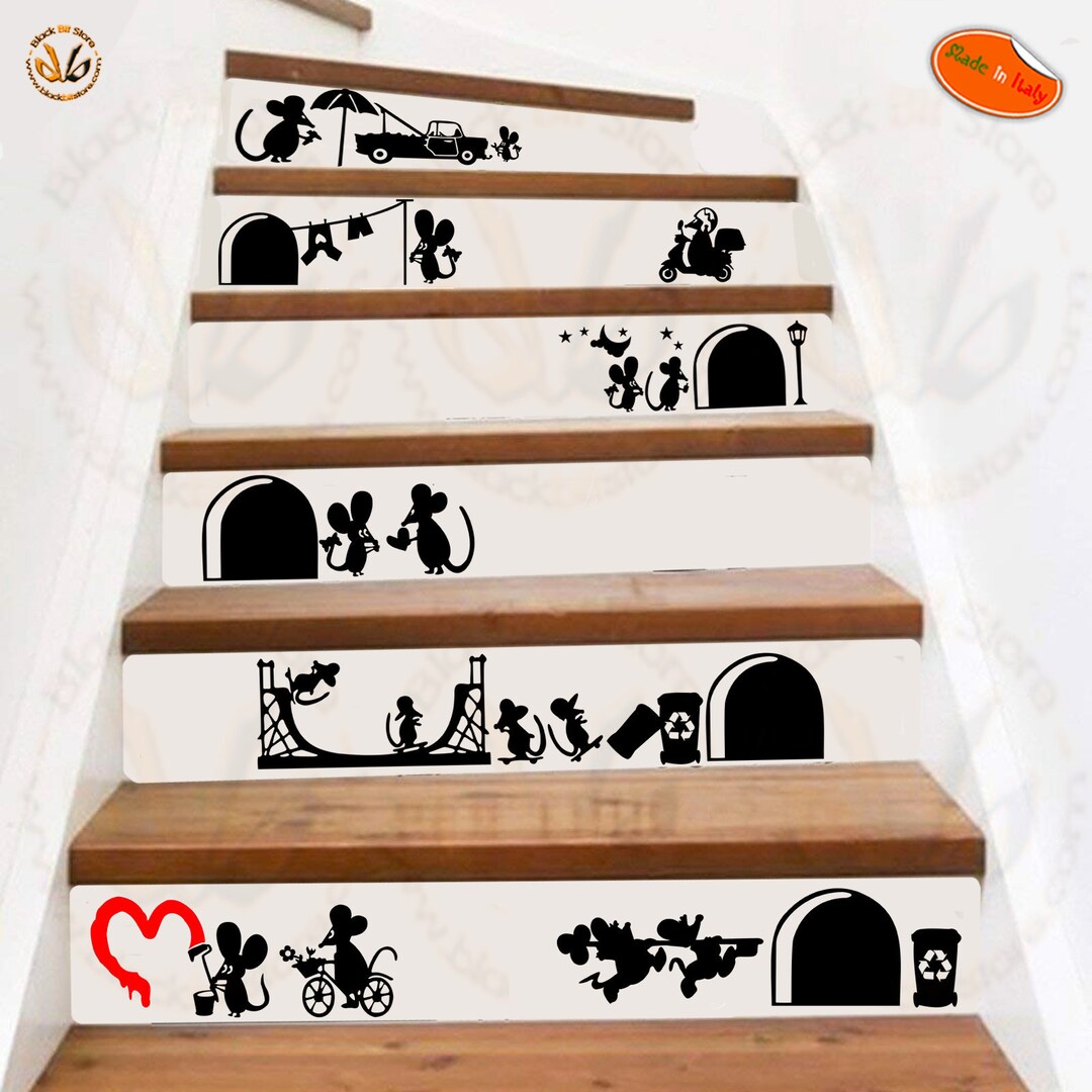 Mice Family Wall Stickers House Family Skate Romantic Job Office Black ...