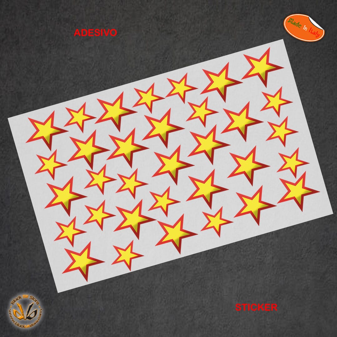 Stars Red Yellow Sticker Helmet Tuning Print Pvc Cropped 32 Pcs. - Etsy