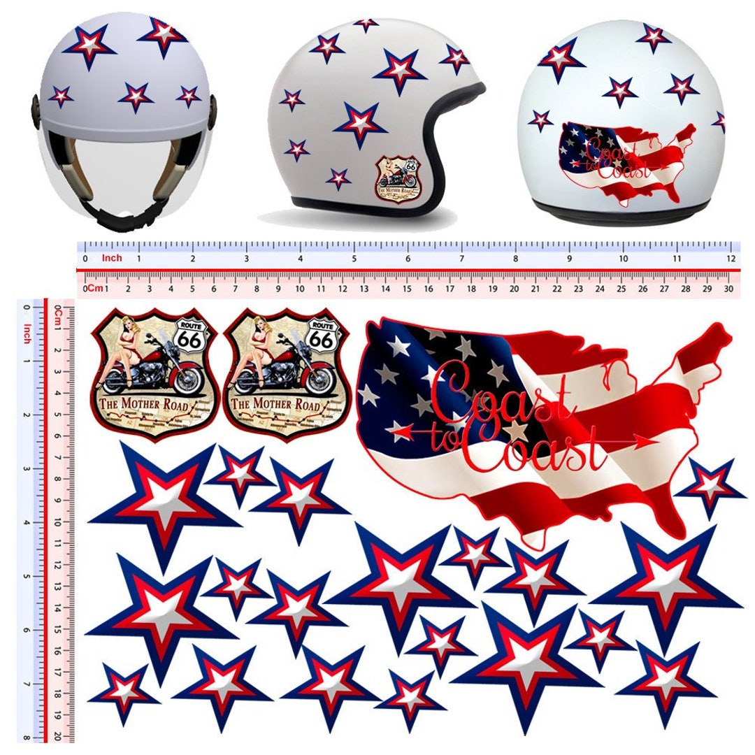 Route 66 Motorcycle Helmet Stickers Discounted Around the Image Stars ...