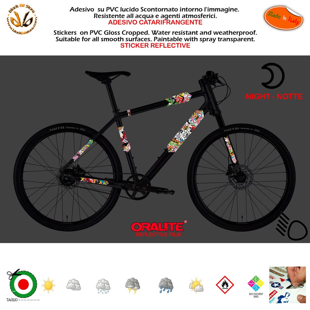 Sticker Reflective Bike MTB Cartoon Bed Bicycle Stickers Reflective ...