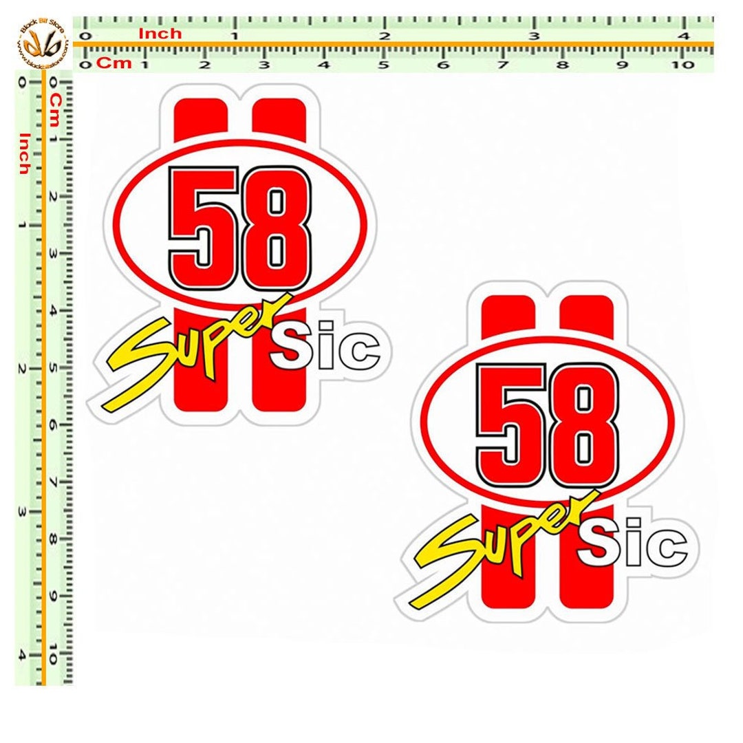 Supersic 58 Stickers Marco Simoncelli Motorcycle Helmet Sticker Number ...