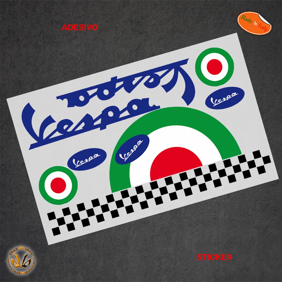 Vespa Italian Flag Helmet Stickers Pvc Cropped Around the Image Vespa ...