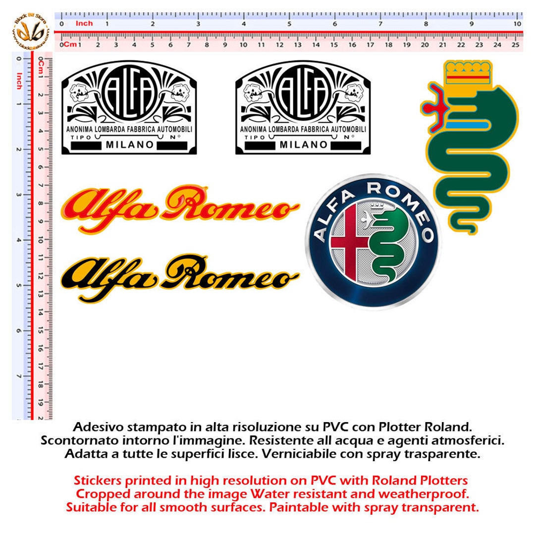 Stickers Discounted Vintage Alfa Romeo Sticker Print Pvc Cropped 6 Pcs ...