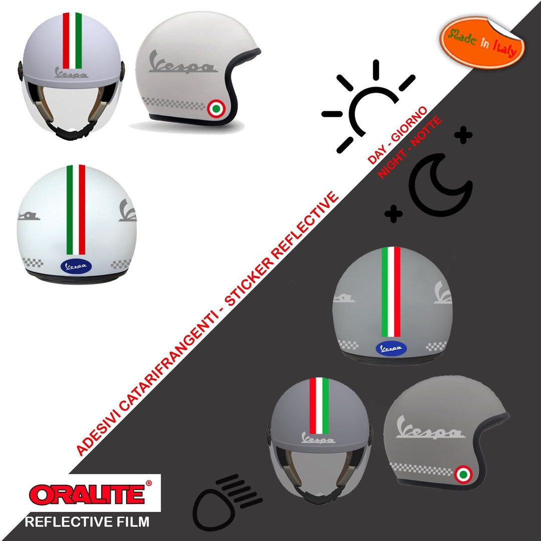 Reflective Helmet Stickers Vespa Silver Ita Red Italian Flag Silver ...