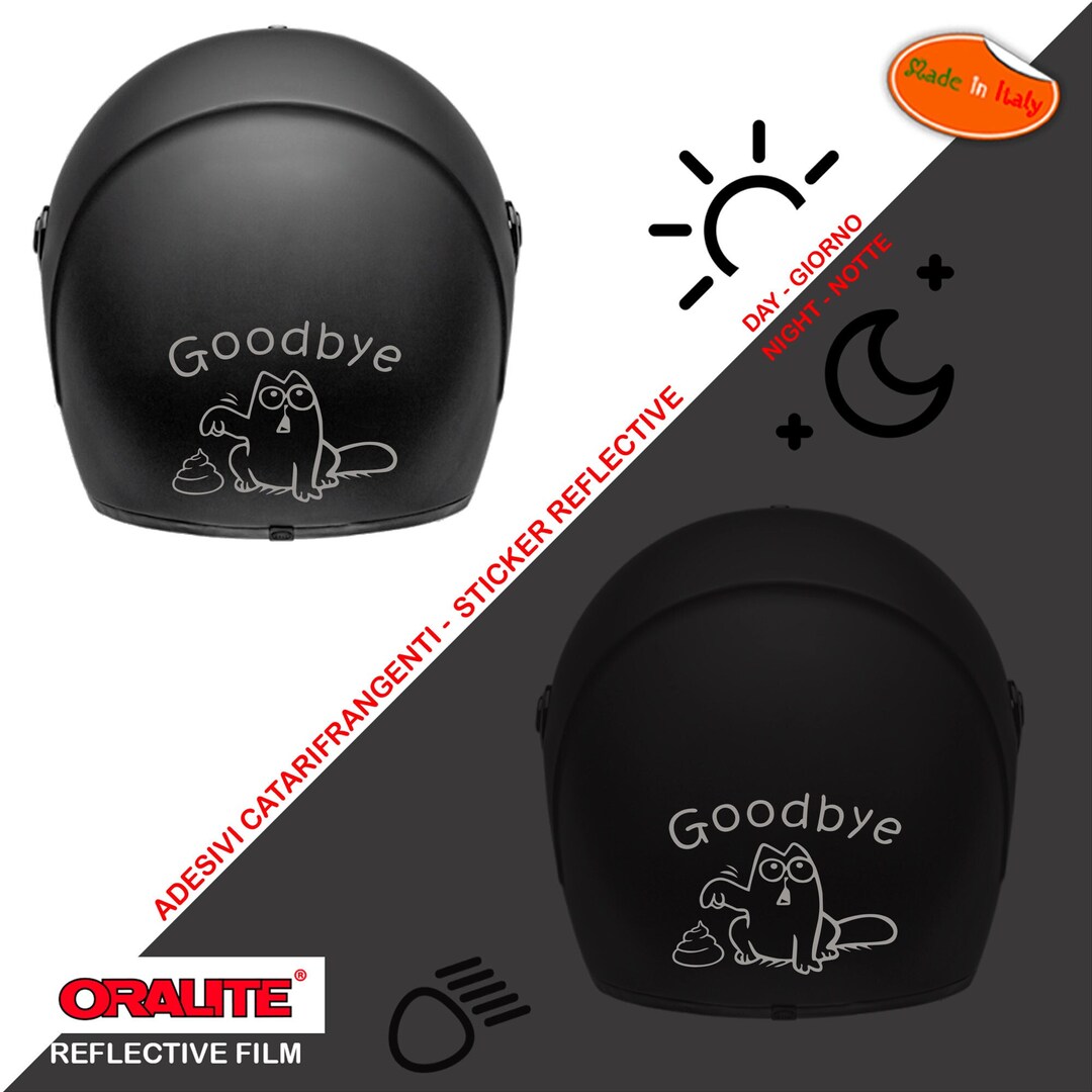 Reflective Helmet Stickers Cat Poop Gold Silver Cats Goodbay Poop ...