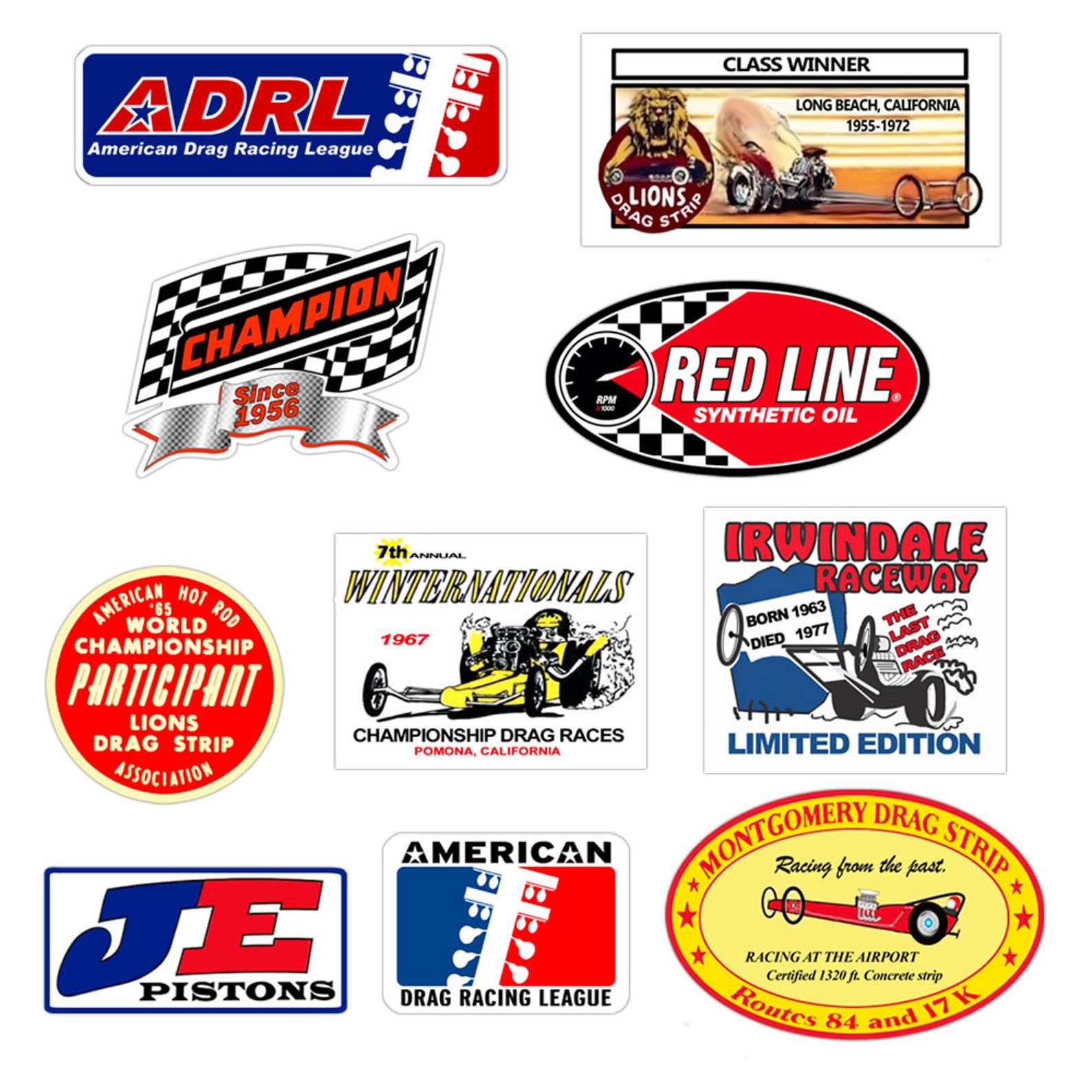 Stickers Vintage Sticker Drag Racing Decal ADRL JE Pistons Lions Drag ...