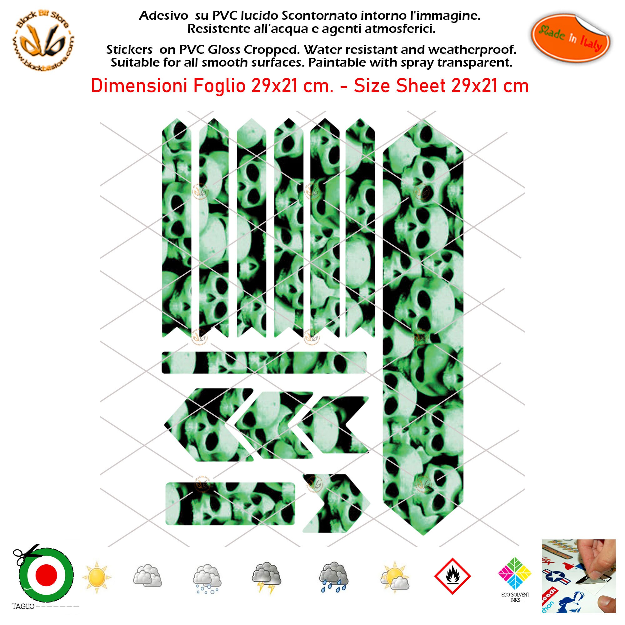 Sticker Reflective Bike MTB Skull Green Bicycle Stickers Reflective ...