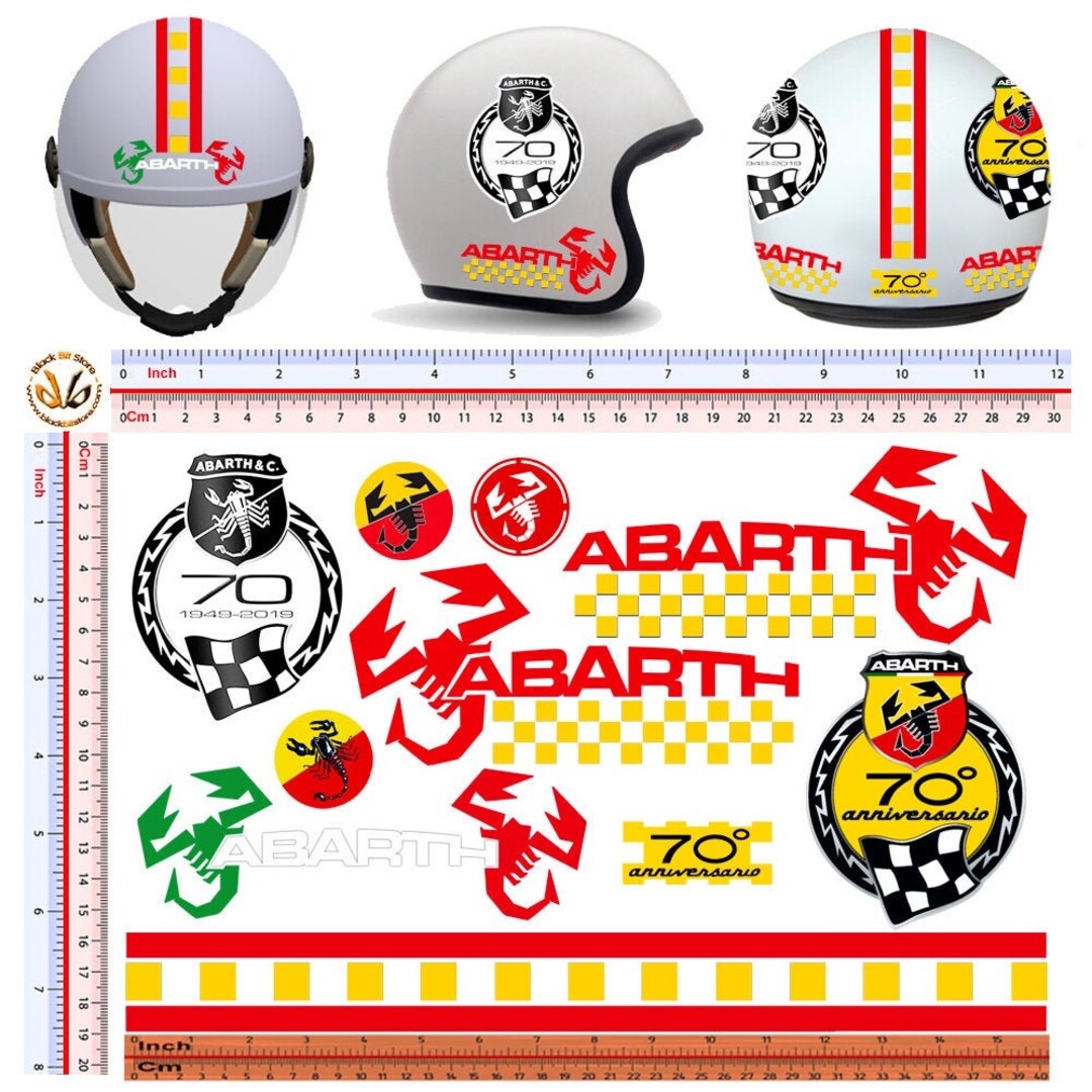 Abarth Stickers Anniversary Helmet 70 Vintage Pvc Discounted Yellow ...