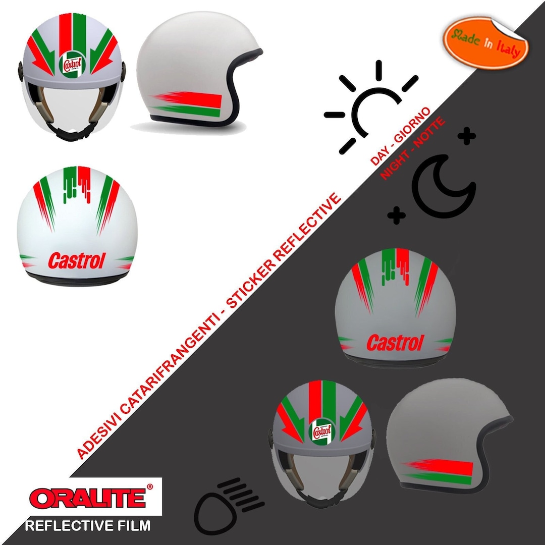Castrol Reflective Stickers Pvc Helmet Contoured Around the - Etsy