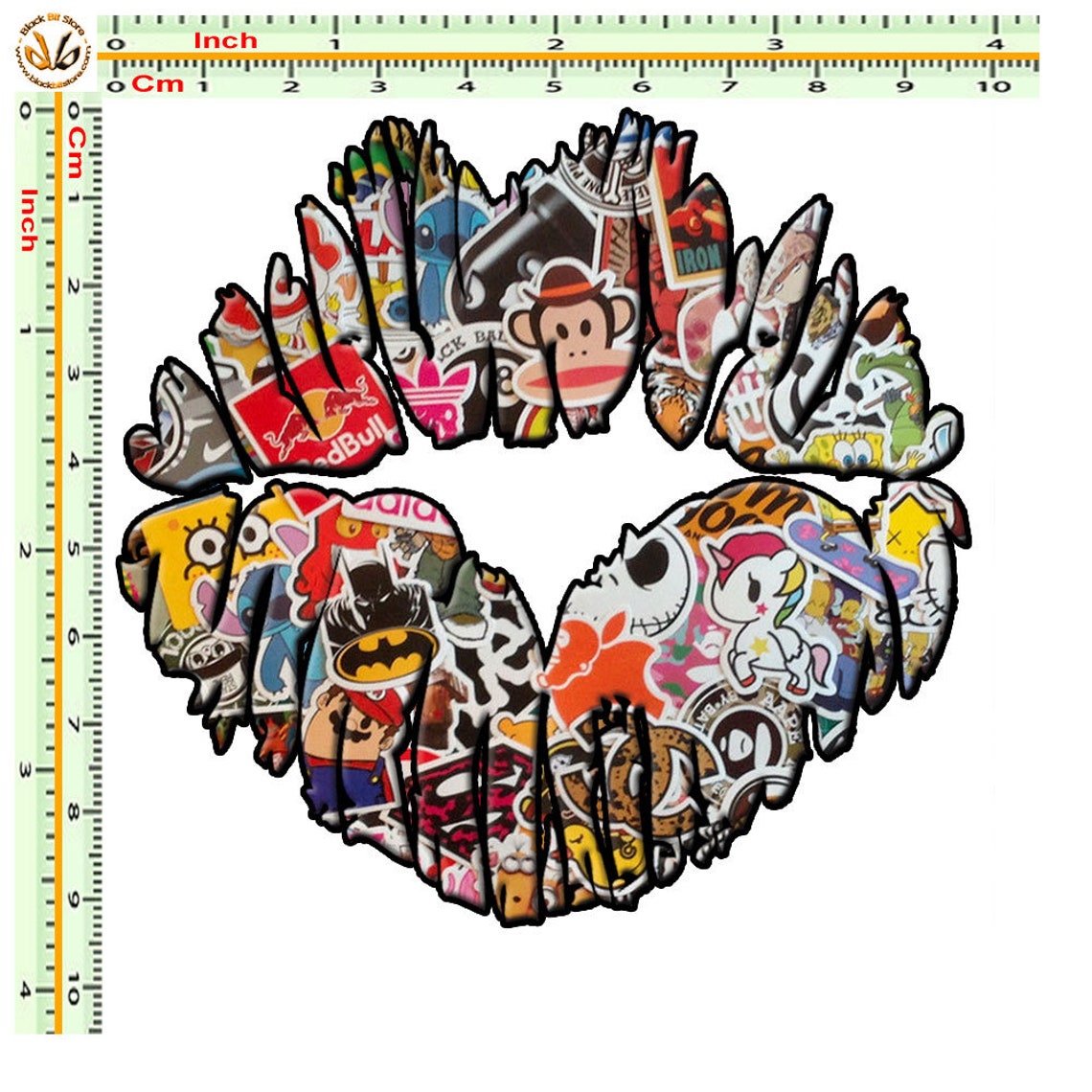 Sticker Sticker Bomb Lips Kiss Kiss Smack Printed on Pvc - Etsy UK