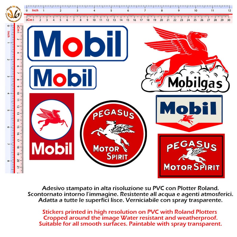Stickers Vintage Mobil Oil Service Mobilgas Pegasus Years 50-60 Sticker ...