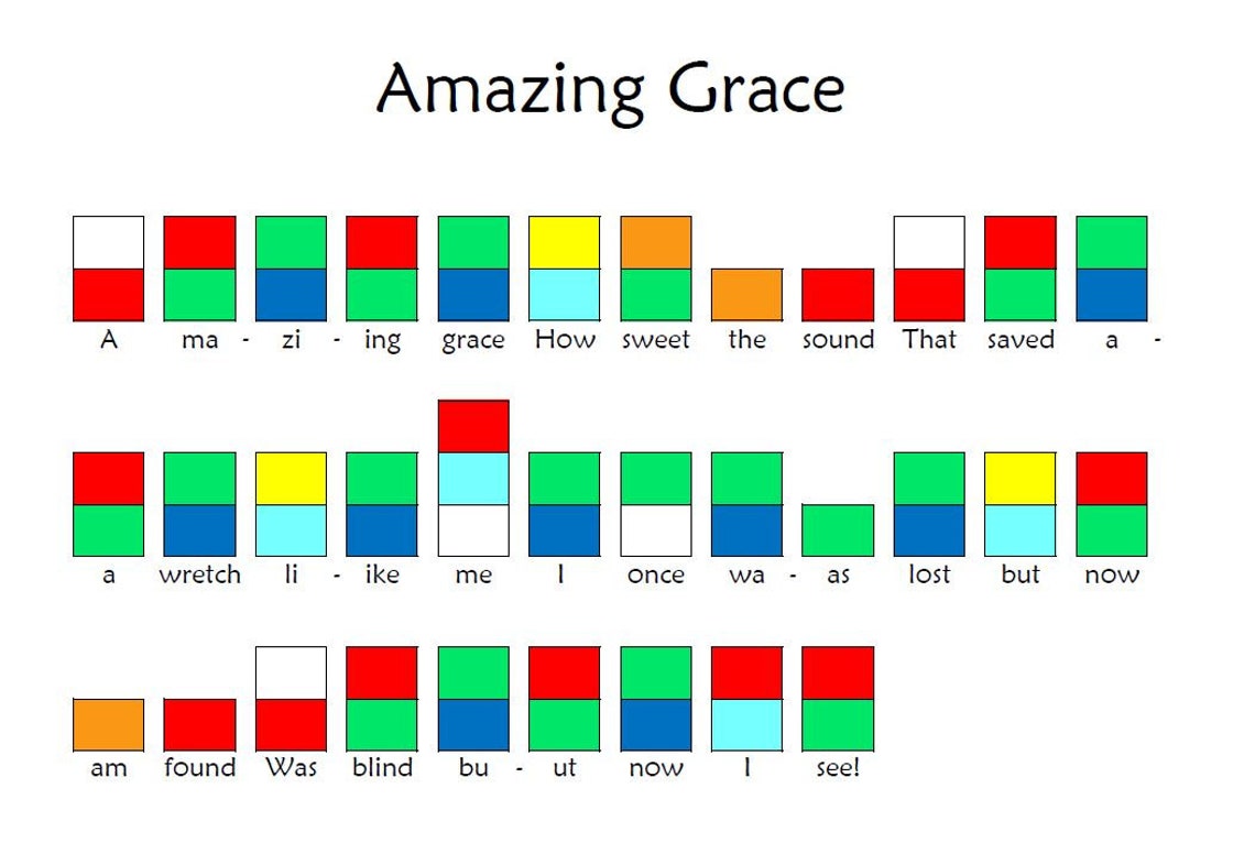 Amazing Grace Printable Song Chart for Handbells - Etsy