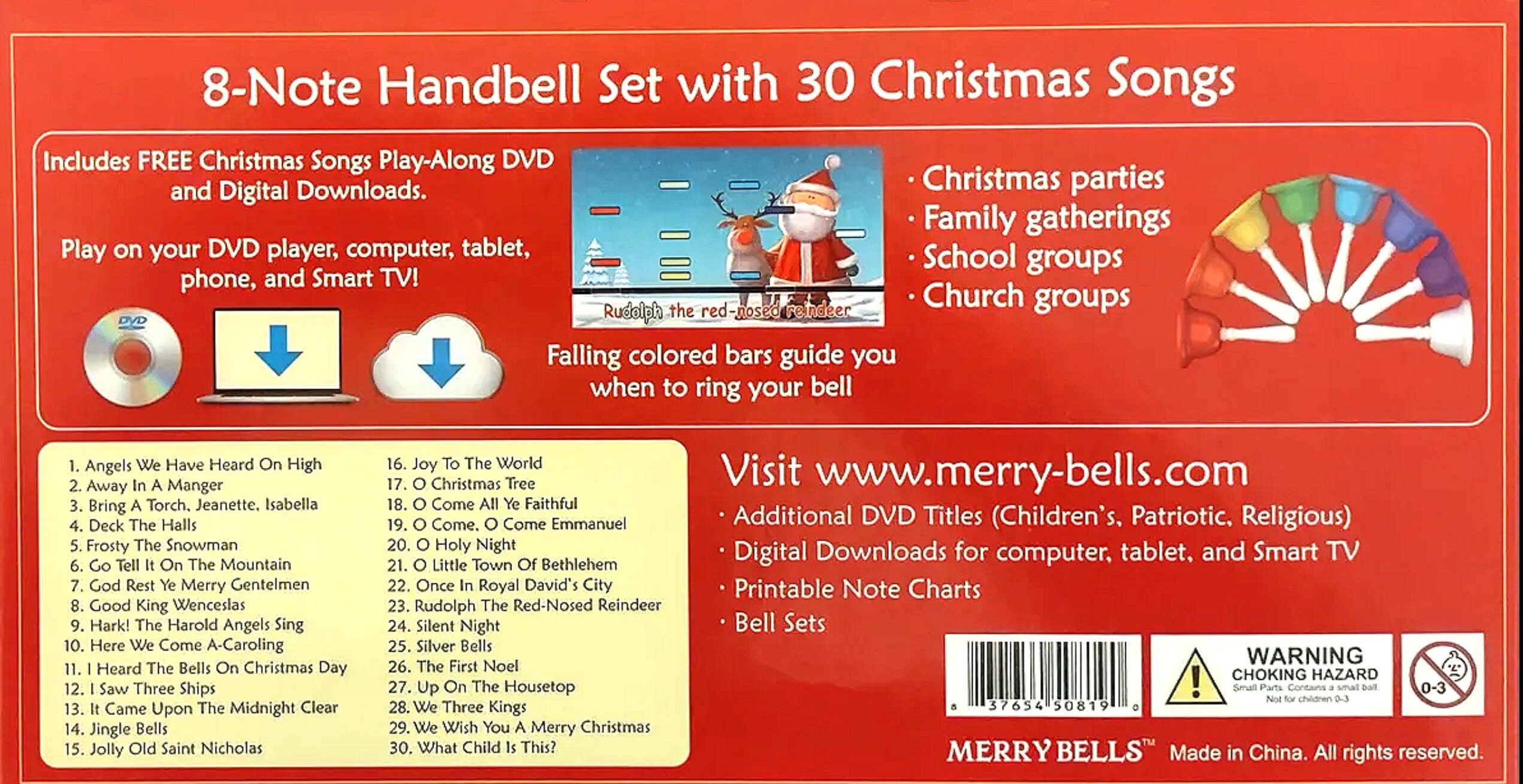 Merry Bells Handbell Set includes Free Christmas Songs Play-along DVD ...