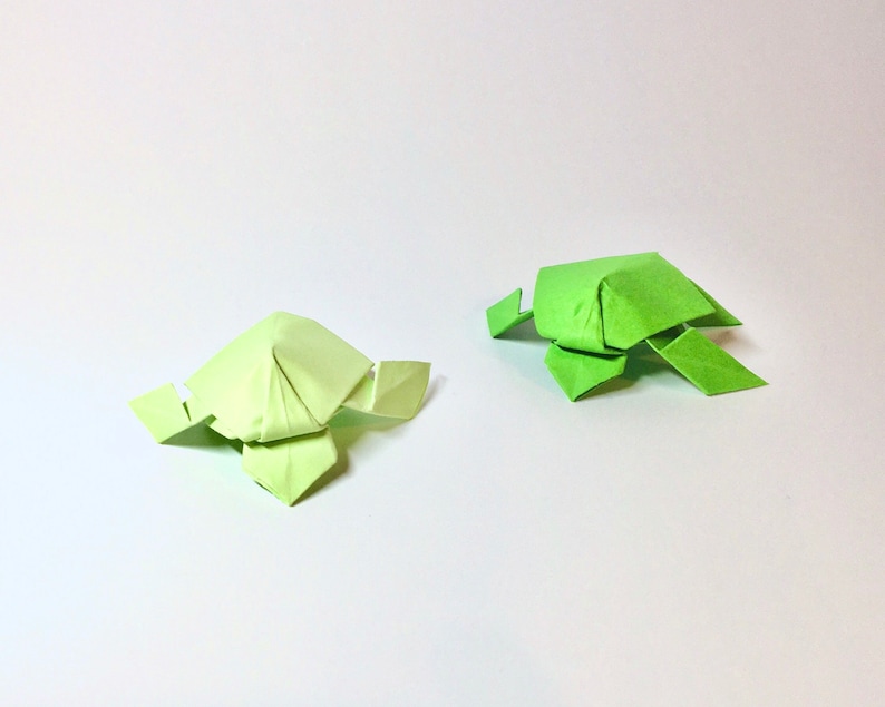 Origami Turtles Green Two Paper Sea Turtles Cute Origami | Etsy