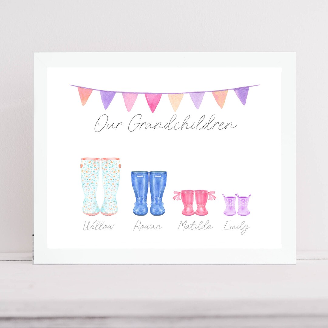 Grandchildren Welly Boot Print Personalised Grandparent - Etsy Ireland